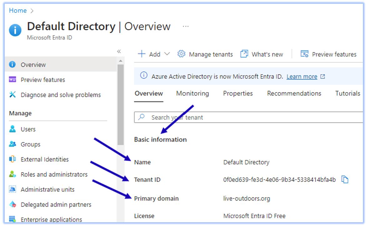 Getting Tenant Name and ID